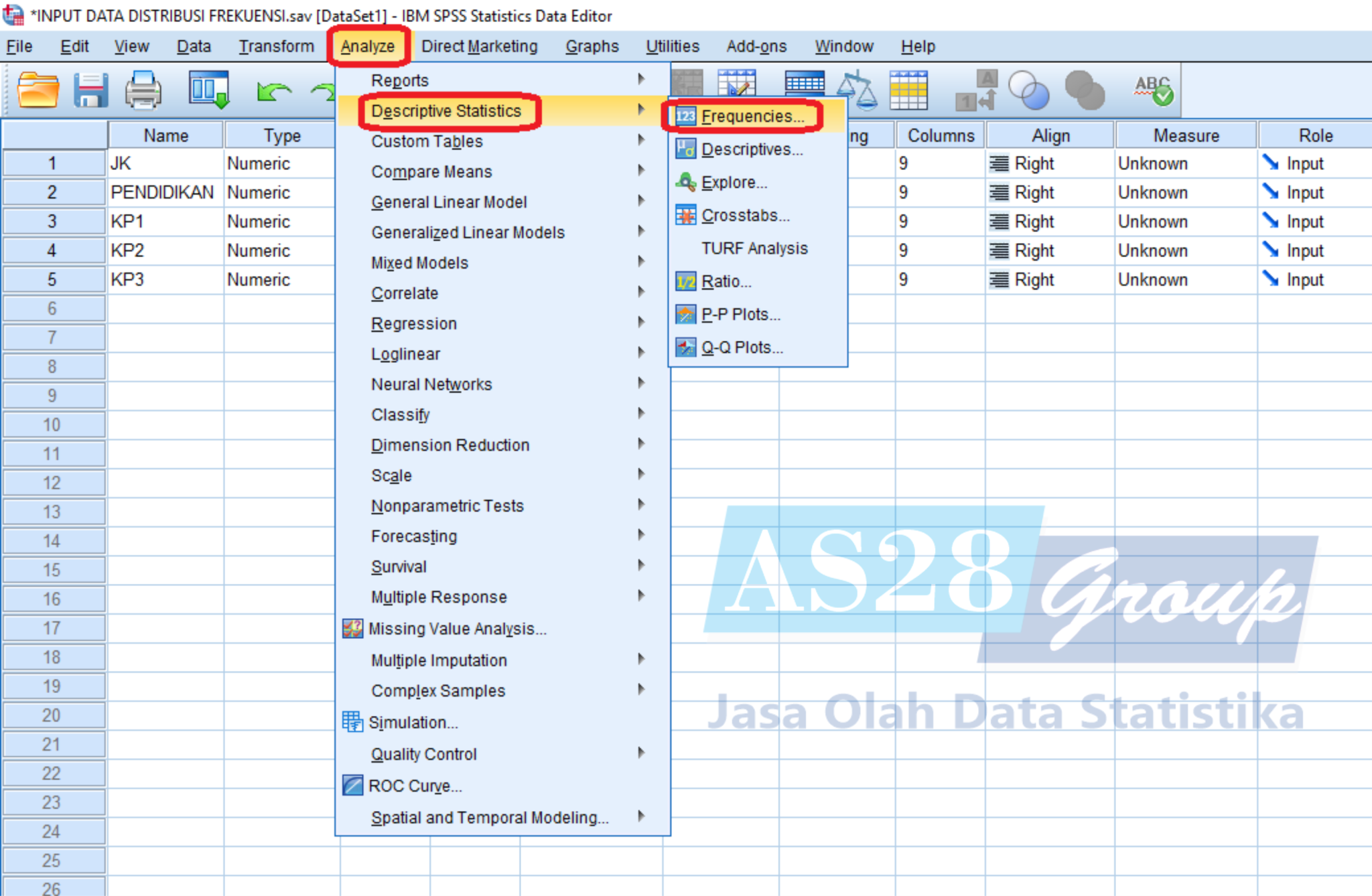 ANALISIS DISTRIBUSI FREKUENSI DENGAN SPSS - AS28 Group