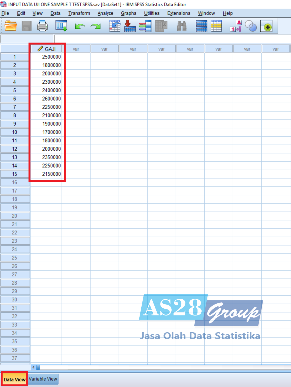 UJI ONE SAMPLE T TEST - AS28 Group