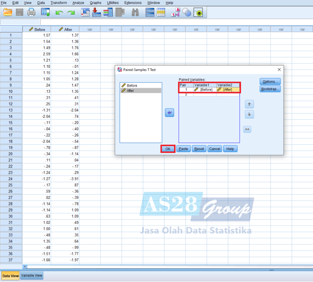 UJI PAIRED SAMPLE T TEST - AS28 Group